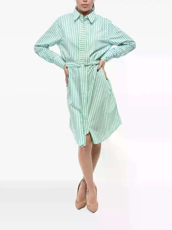 INES DE LA FRESSANGE PARIS Awning-striped Belted Shirt Dress - Green