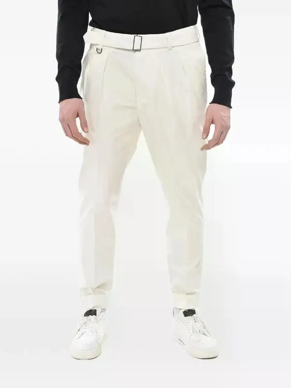 PAOLO PECORA Belted Velvet Trousers - White