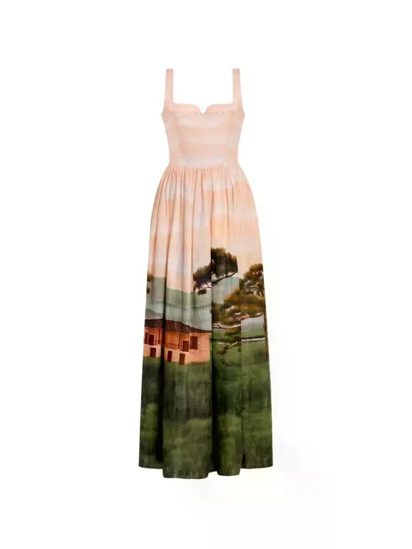Agua Bendita Jaspe Sleeveless Maxi Dress - Orange