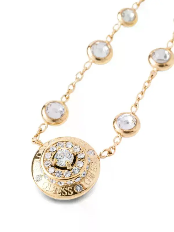 Guess Sparks Crystal-embellished Logo-engraved Necklace - Gold