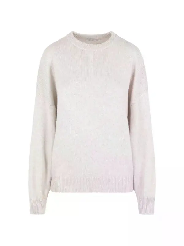 Brunello Cucinelli Sequin-embellished Drop-shoulder Sweater - Neutrals
