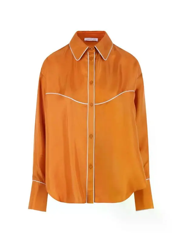 Raquel Diniz Piping-detail Silk Shirt - Orange