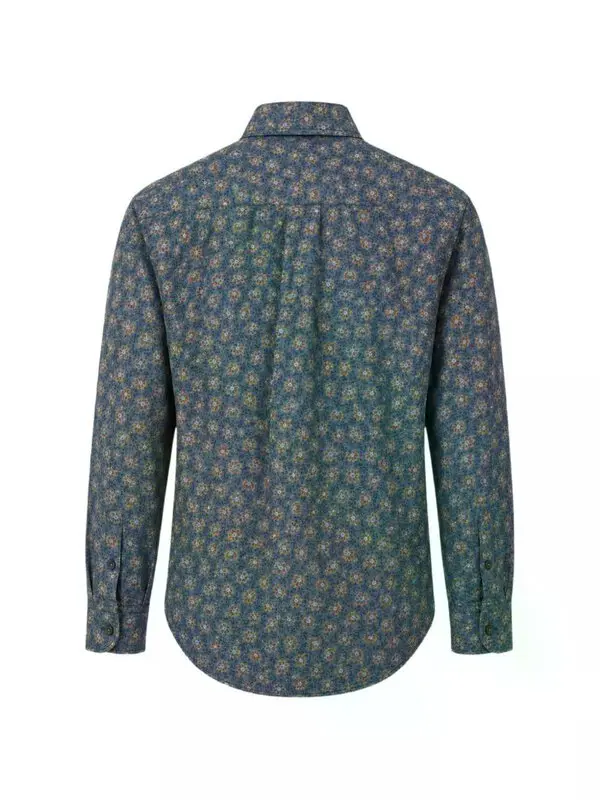 BASTONCINO Floral-print Long-sleeve Shirt - Blue