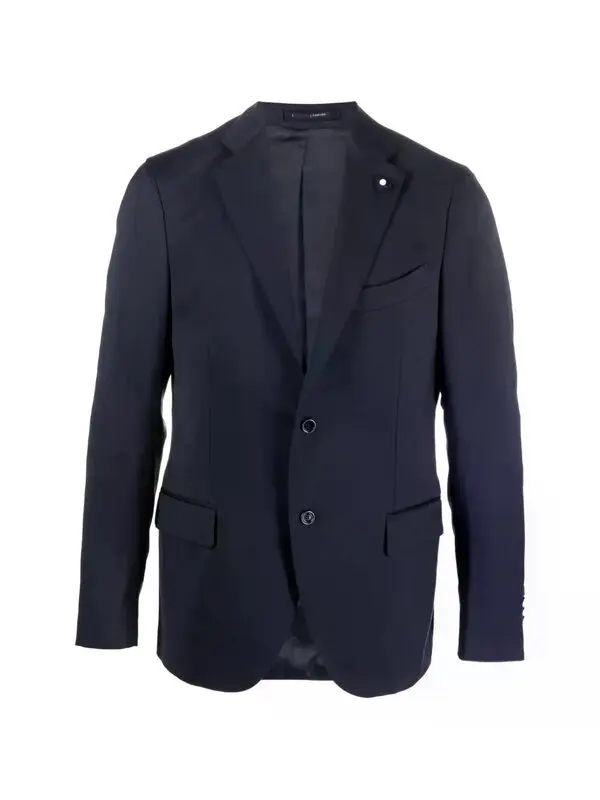 LARDINI Flower-patch Single-breasted Blazer - Blue