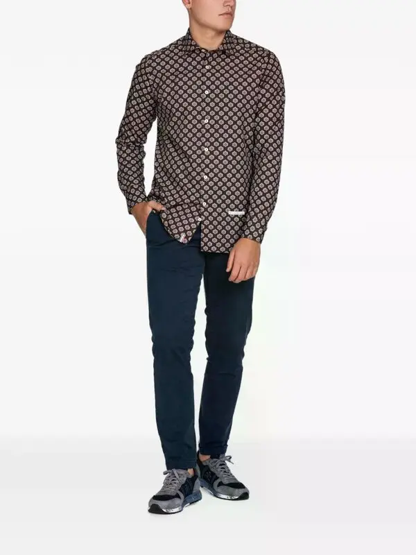 TINTORIA MATTEI 954 Geometric-print Shirt - Brown