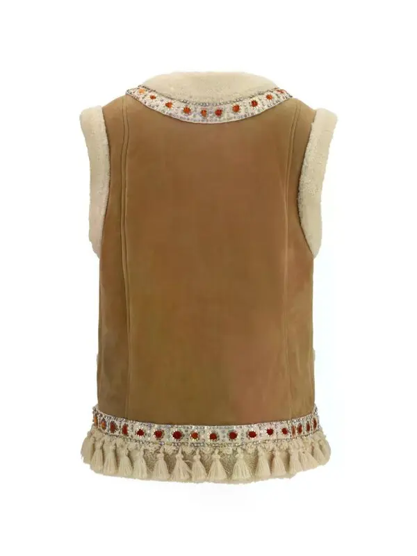 Valentino Garavani Embellished Tassel-trim Gilet - Brown