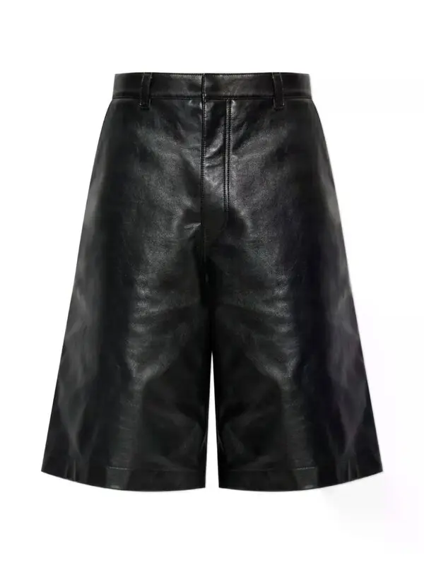 Balenciaga Logo-patch Leather Shorts - Black