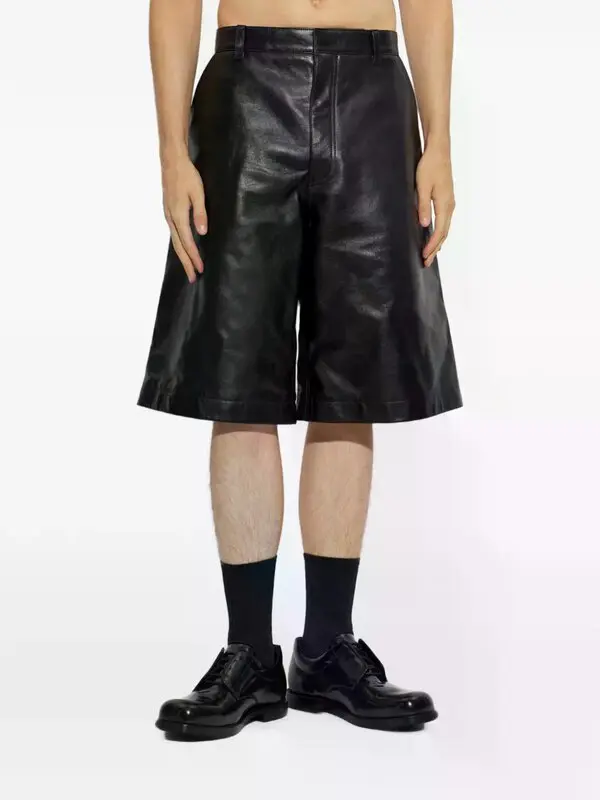 Balenciaga Logo-patch Leather Shorts