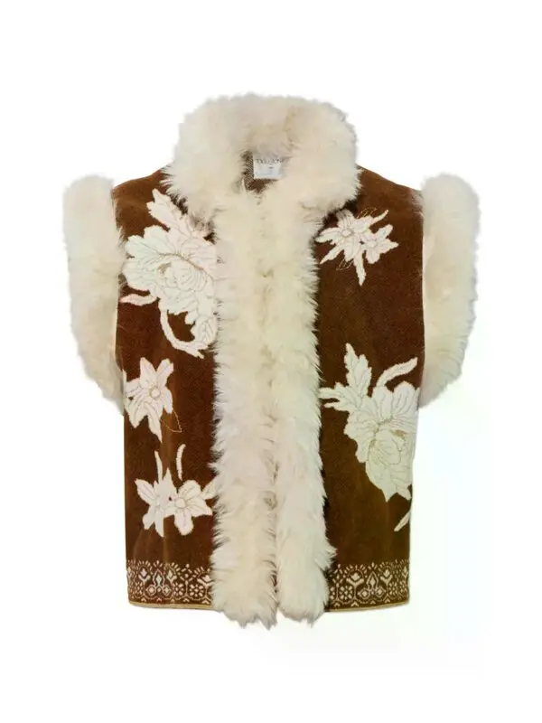 FORTE_FORTE Lotus Botanical-motif Vest - Brown
