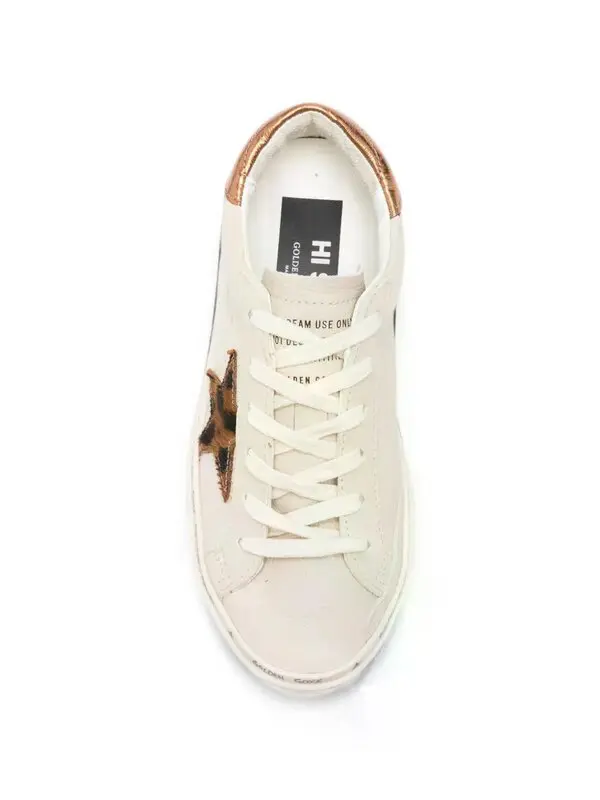 GOLDEN GOOSE Hi Star Leopard Print Leather Platform Sneakers