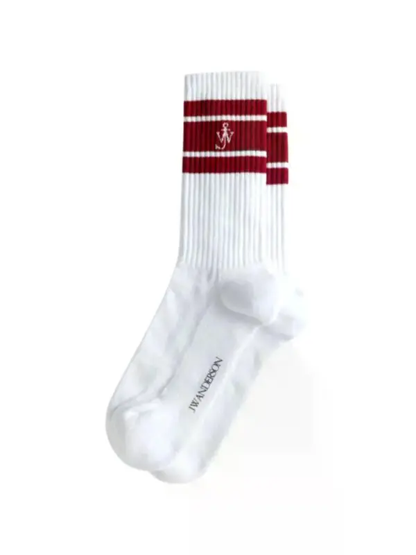 JW Anderson Striped Emblem Socks - White