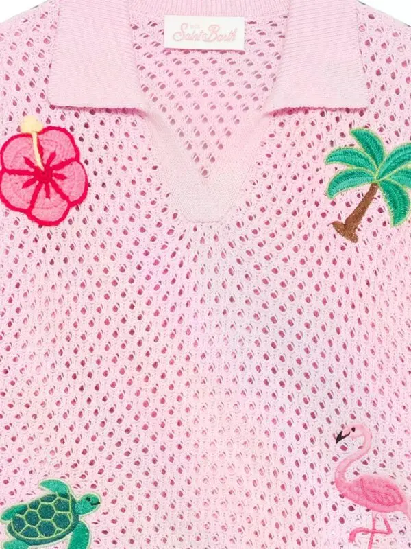 MC2 SAINT BARTH Pixie Crochet-knit Patch-detail T-shirt