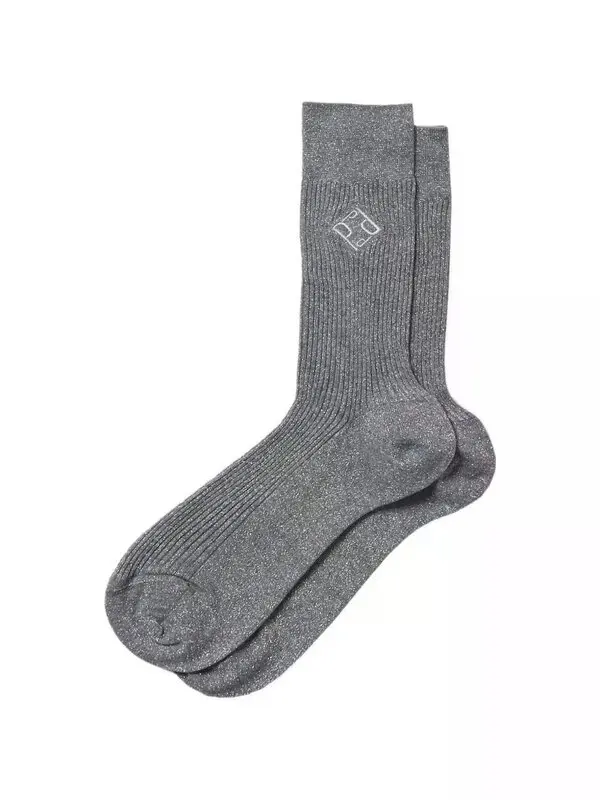 Peserico Ribbed-knit Lurex-detail Socks - Grey