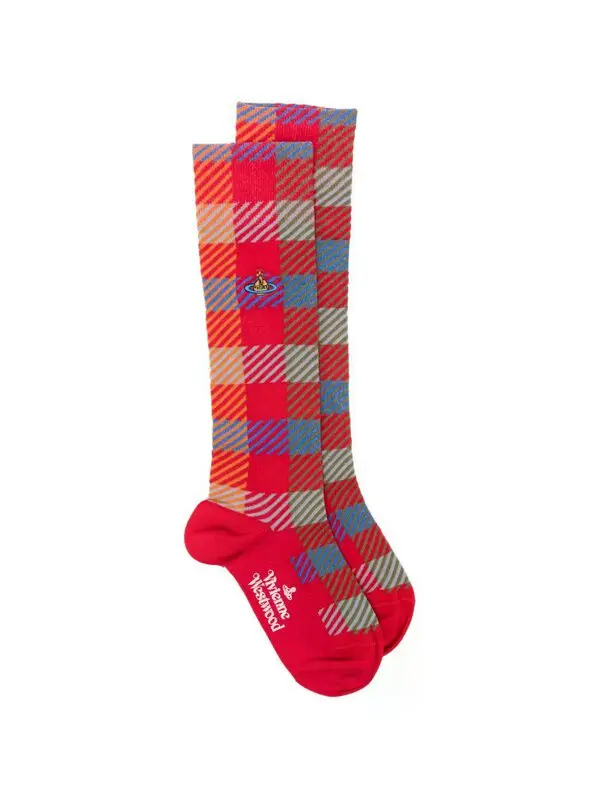 VIVIENNE WESTWOOD Plaid Knee-high Socks - Red