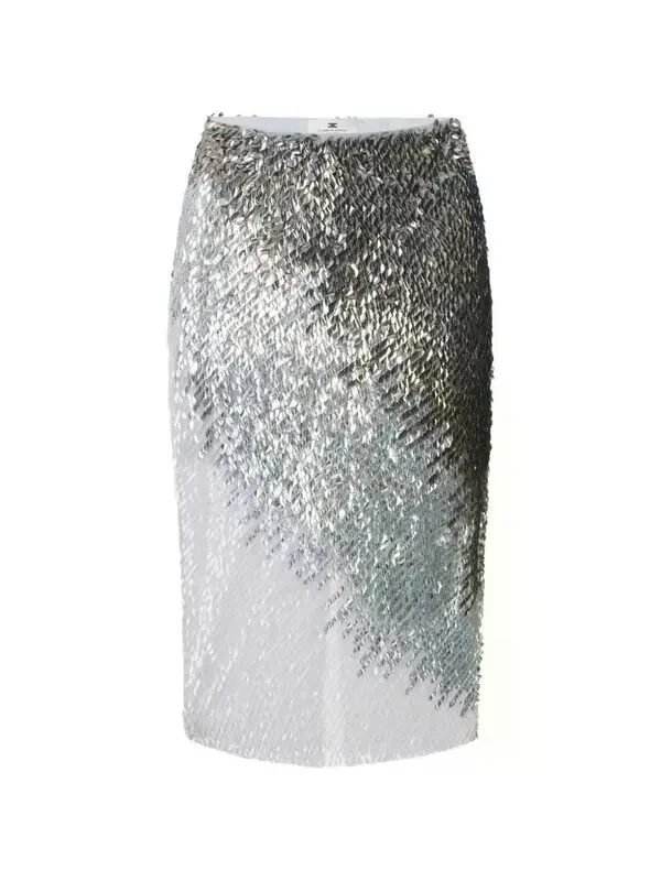 Elisabetta Franchi Skirt In Metallic Tulle Fabric - White