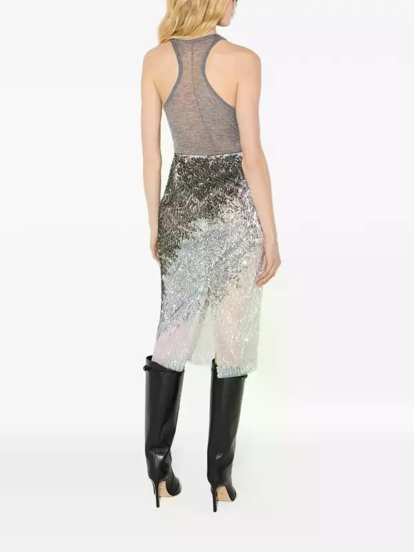 Elisabetta Franchi Midi Skirt In Metallic Tulle - White