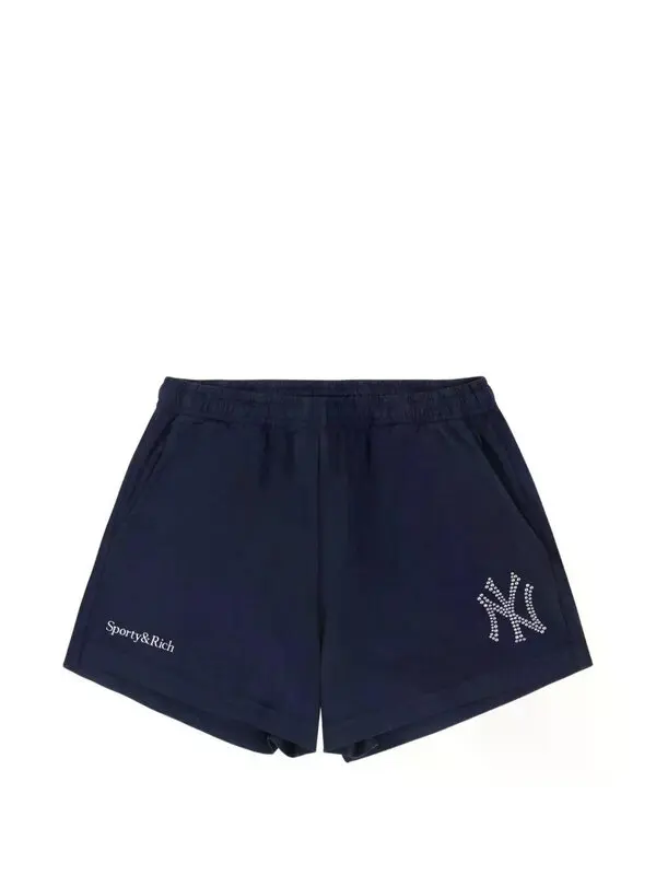 SPORTY & RICH X Yankees Krystal Disco Shorts - Blue