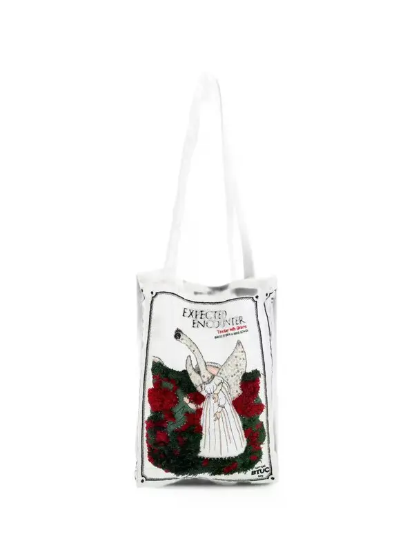 Undercover Sequin-embellished Embroidered Tote Bag - White
