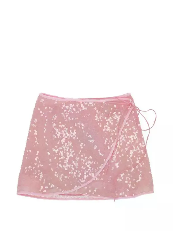 Oseree Sequin-embellished Wrap Skirt - Pink