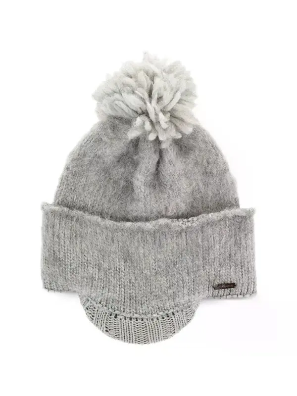Dsquared2 Chunky Knit Pom-pom Beanie Hat With Visor - Grey