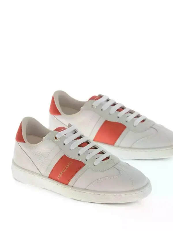 FERRAGAMO Achille Hammered Leather Sneakers - White