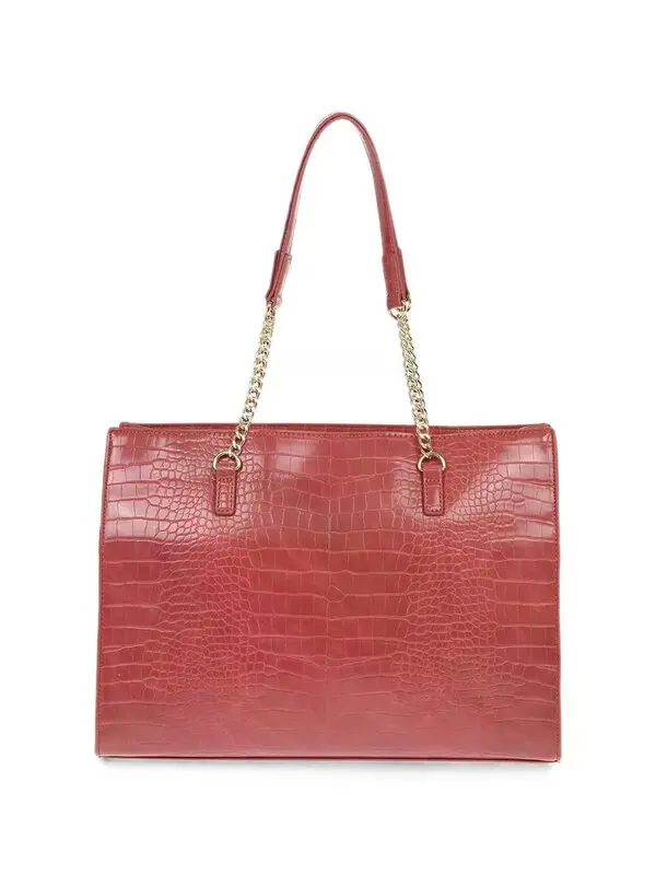 Moschino Crocodile-effect Heart-padlock Shoulder Bag