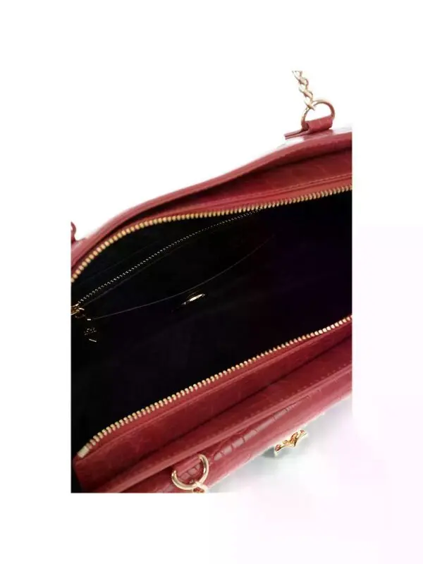Moschino Crocodile-effect Heart-padlock Shoulder Bag