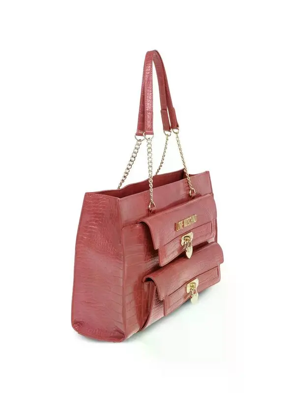 Moschino Crocodile-effect Heart-padlock Shoulder Bag