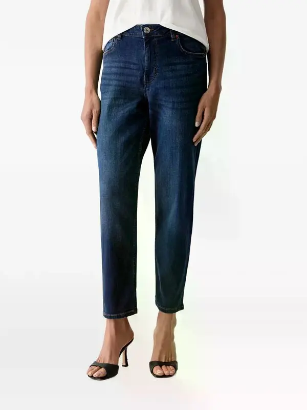 FRACOMINA Carrot Logo-plaque Whiskered Jeans - Blue