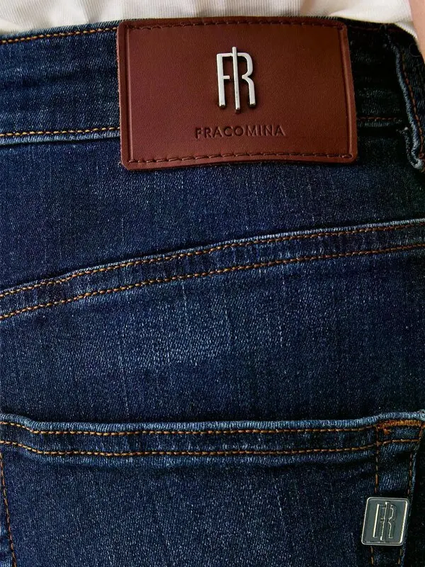 FRACOMINA Carrot Logo-plaque Whiskered Jeans