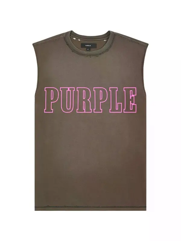 PURPLE BRAND Slab Outline Logo-print Tank Top - Brown