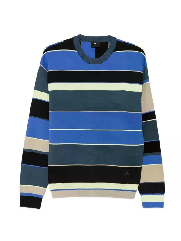 Paul Smith Horizontal-stripe Crew-neck Sweater - Blue