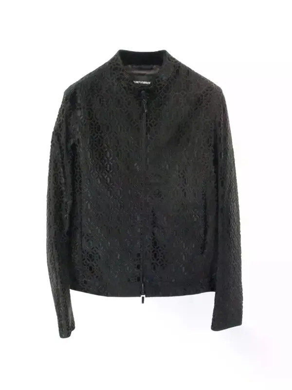 Emporio Armani Patterned Zip-up Jacket - Black
