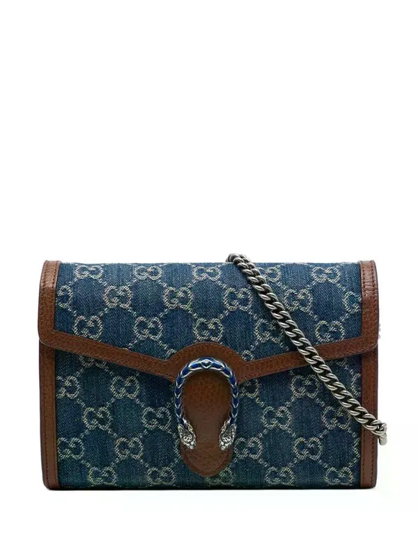 Gucci 2016-2026 Gg Denim Dionysus Wallet On Chain Crossbody Bag - Blue