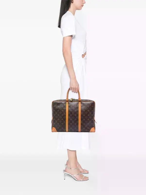 LOUIS VUITTON 2015 Monogram Porte Documents Voyage Business Bag - Brown