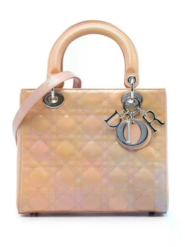 Dior 2014 Medium Patent Cannage Lady Satchel - Brown