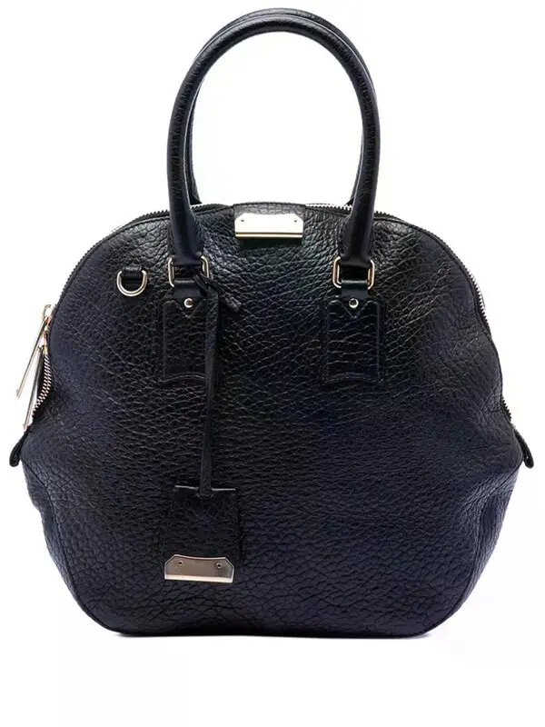 Burberry 2000-2017 Large Grained Calfskin Heritage Orchard Bowling Bag Satchel - Black