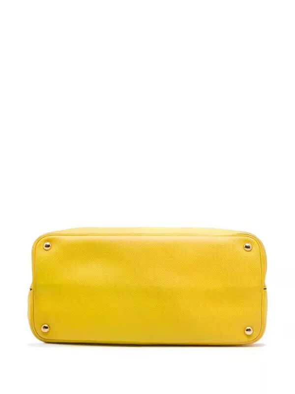 Prada Saffiano Cuir Double Satchel - Yellow