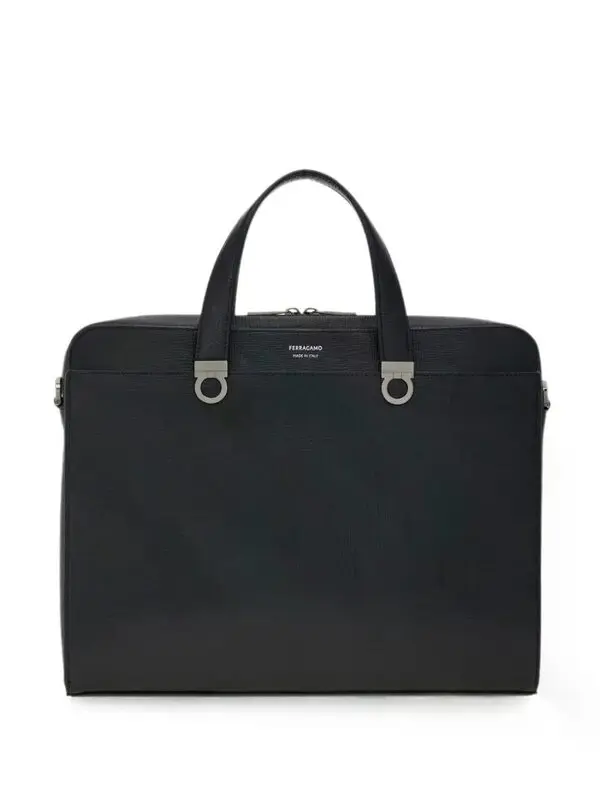 FERRAGAMO Gancini Grained Briefcase - Black
