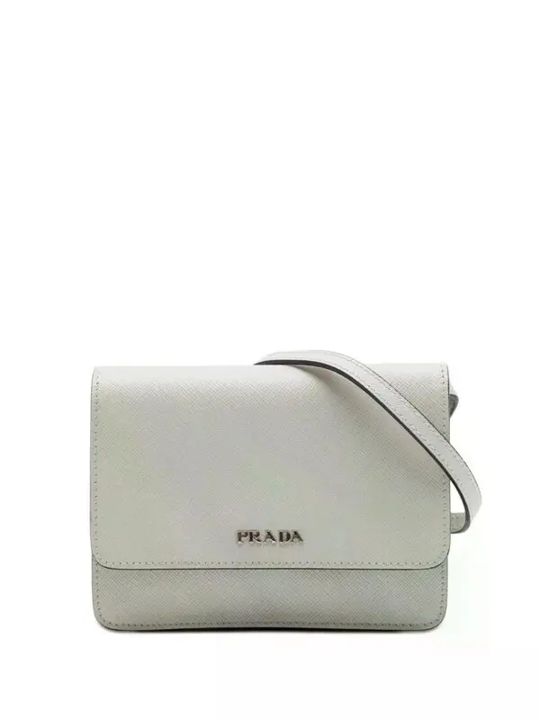 Prada 2021-2026 Saffiano Wallet On Strap Crossbody Bag - White