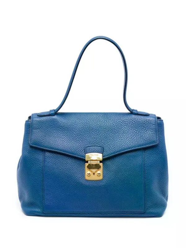 Miu Miu 2010-2026 Vitello Daino Top Handle Bag Handbag - Blue