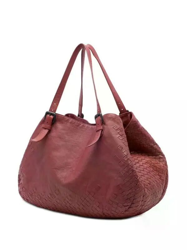 Bottega Veneta 2012-2026 Large Intrecciato Trimmed Nappa Cesta Tote Bag - Red