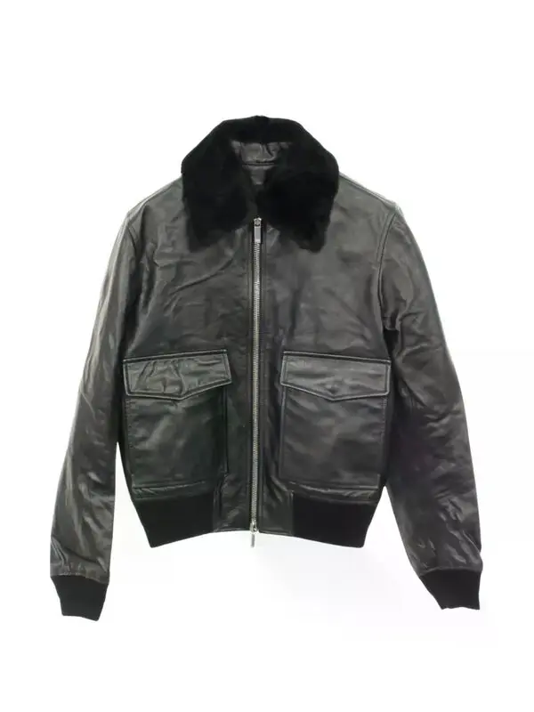 Dior Leather Zip-up Jacket - Black