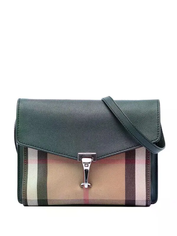 Burberry 2000-2017 Small Leather And House Check Canvas Derby Macken Crossbody Bag - Green