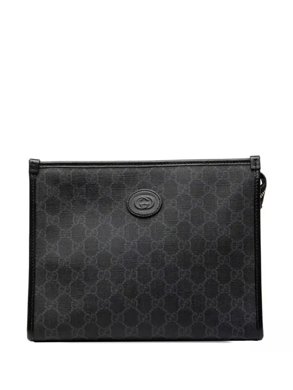Gucci 2000-2015 Gg Supreme Retro Interlocking G Clutch Bag - Black