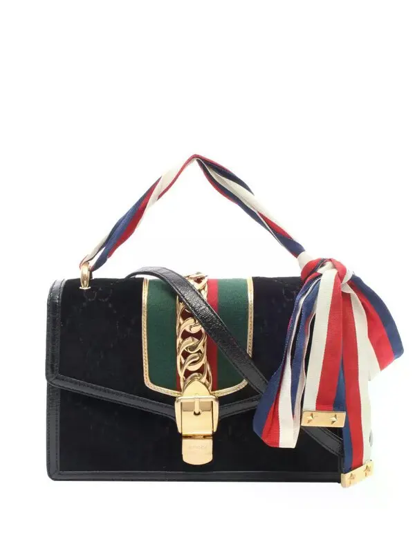 Gucci 2016-2026 Small Gg Velvet Sylvie Crossbody Bag - Black