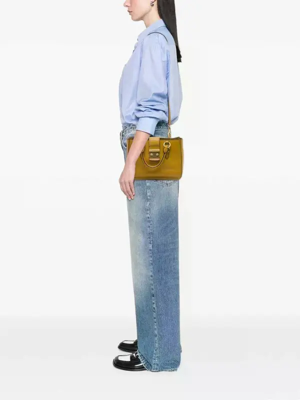 Miu Miu 2010-2026 Goatskin Madras Satchel - Yellow