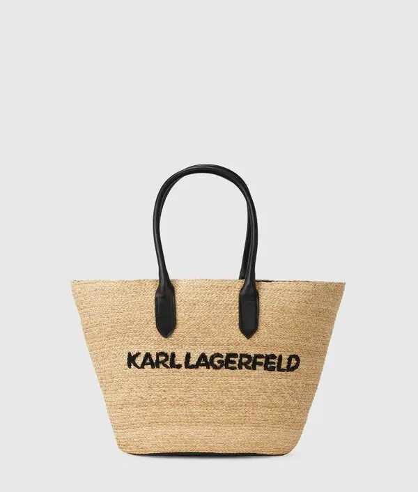 Karl Lagerfeld Woven Raffia Beach Tote - Natural