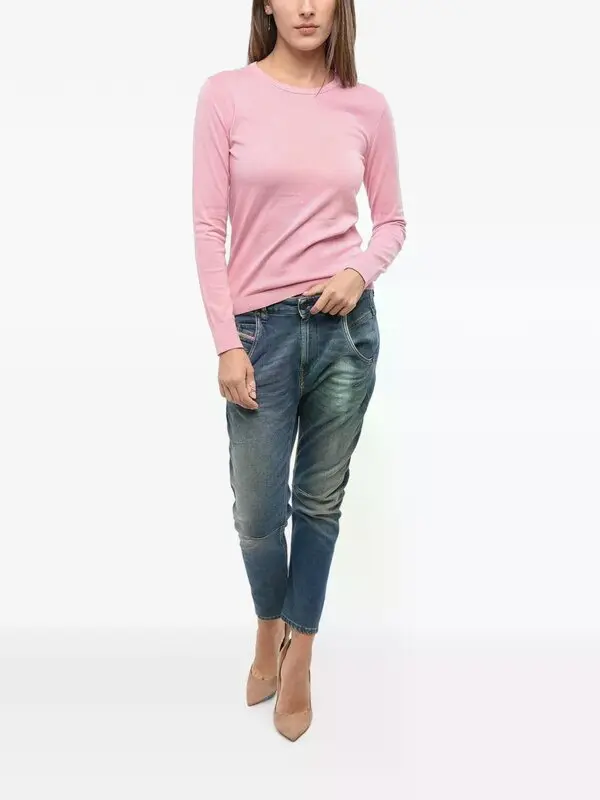 DIESEL® Logo-embroidered Crew Neck Sweater - Pink