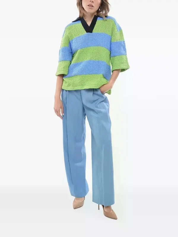Sunnei Striped Polo-collar Top